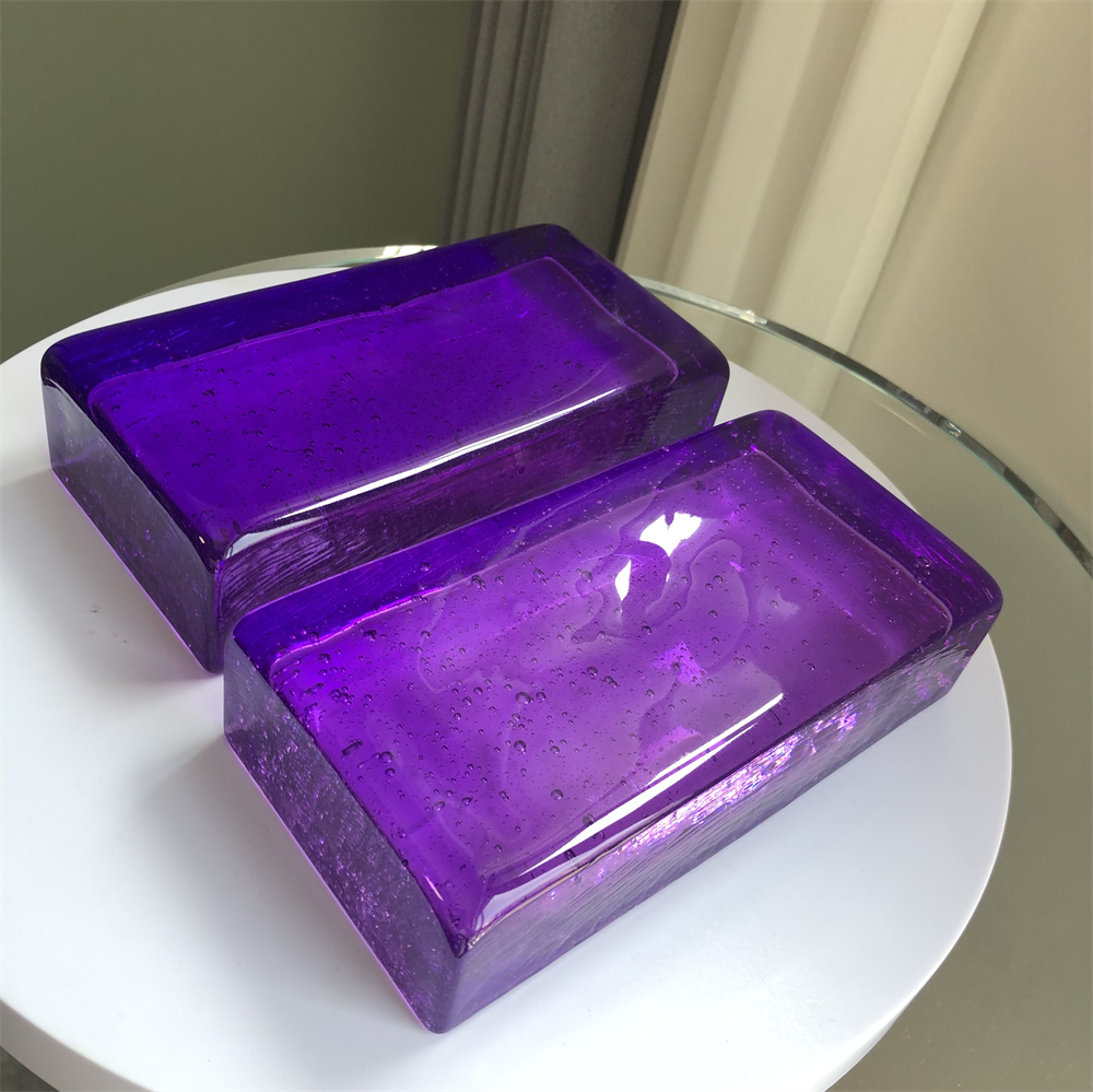 High-Quality Hot Melt Crystal Glass Bricks Roasted Purple Colors with ...